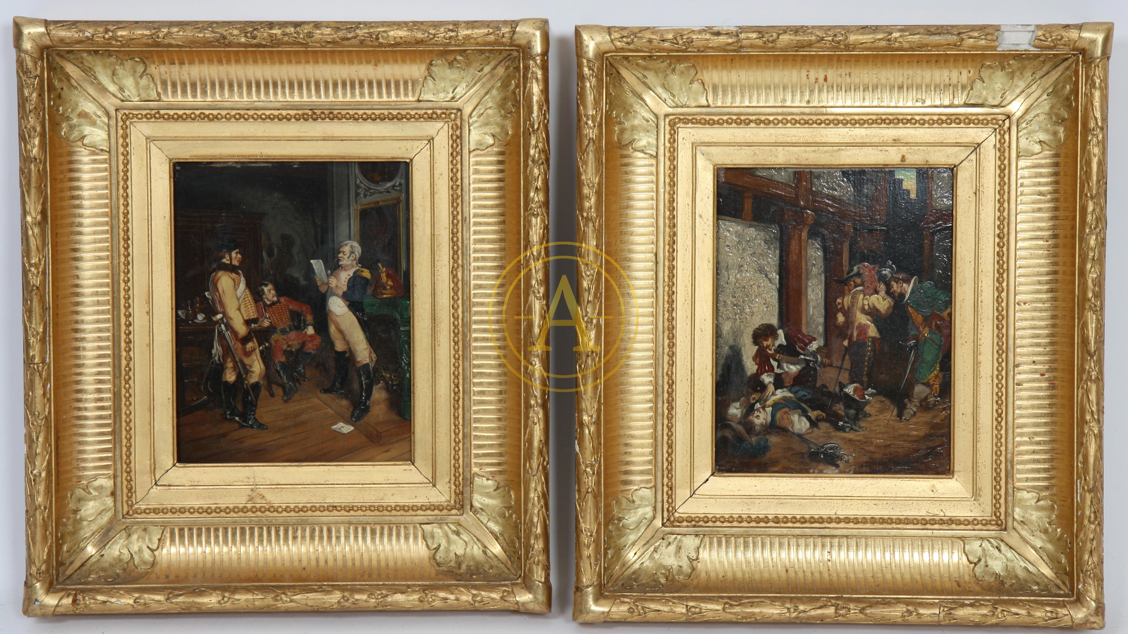 PAIRE DE TABLEAUX "SCENES DE GENRE EN COSTUMES" XIXè - Antiques Trade ...