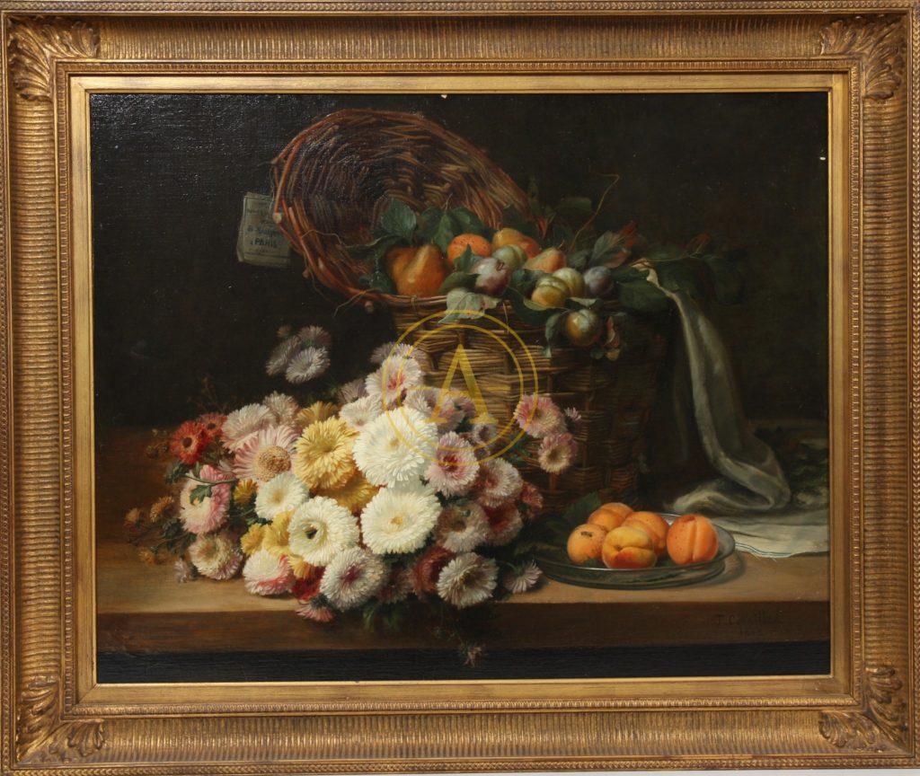 TABLEAU " NATURE MORTE AUX FRUITS ET AUX FLEURS" XIXè - Antiques Trade ...